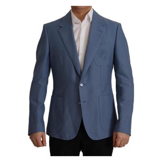 Dolce & Gabbana Blaue Logo Blazer Jacke - - Jackets - Herren - Blau - M