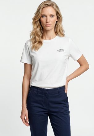 GANT T-Shirt GANT REGULAR GRAPHIC PRINT, Damen, Gr. XXL, wei&szlig;, Single Jersey, Obermaterial: 100% Baumwolle, unifarben, regular fit taillenbedeckt, Rundhals