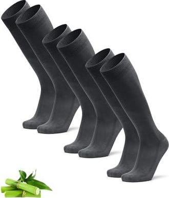 Danish Endurance Chaussettes Montantes en Fibre de Bambou Ultra Douce, Hautes, Homme Femme, 3 ou 6 Paires, Gris, 43-47
