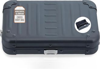 Aleon Horizontale Umh&auml;ngetasche aus Aluminium - leichte, kompakte Reisetasche mit verstellbarem Riemen, RF-Blockierung, Innentaschen und sicherem Verschluss