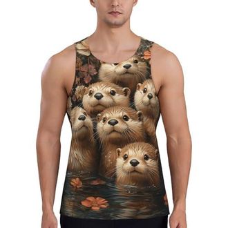 Generic D&eacute;bardeur respirant &agrave; s&eacute;chage rapide sans manches pour homme pour entra&icirc;nement &agrave; la plage S &agrave; 4XL, Loutre mignonne 14, 4XL