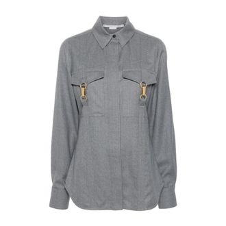 Stella McCartney Wollhemd mit Schnallen - - Blouses & Shirts - Damen - Grau - M