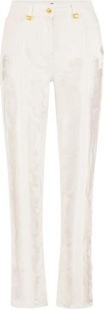 Elisabetta Franchi Distressed Fringed Palazzo Jeans