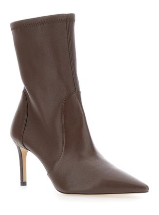 Stuart Weitzman Womens Ankle Boots Power Bootie 75 Brown Leather