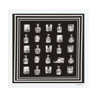 Dolce & Gabbana Homme, Accessoires, Noir, Taille: ONE Size Foulard Carré Noir à Bordure Rayée