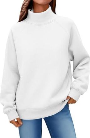 Generic Sweatshirts pour femmes UK Sweatshirt de couleur unie surdimensionn&eacute; haut col rond manches longues automne hiver d&eacute;contract&eacute; confortable automne mode 
