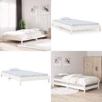 vidaXL Stapelbett Wei&szlig; 100x200 cm Massivholz Kiefer - Holzbett - Kiefernholzbett - Stapelbett - G&auml;stebett - Minimalistisches Bett - Home & Living