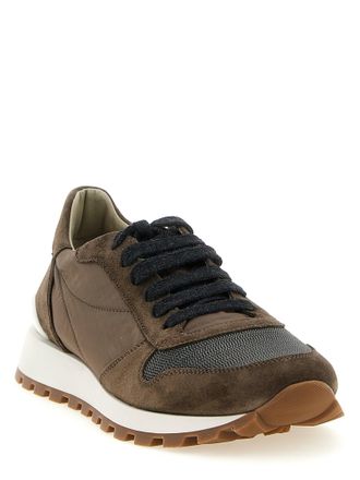 Brunello Cucinelli Womens Bicolor Calfskin Athletic Sneakers