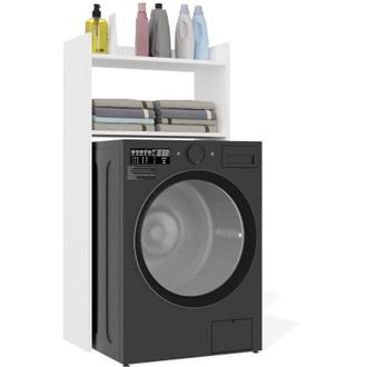 Topeshop NINA - Armoire de salle de bain au-dessus de machine &agrave; laver 2 rayons 64&times;124&times;30 cm - Blanc