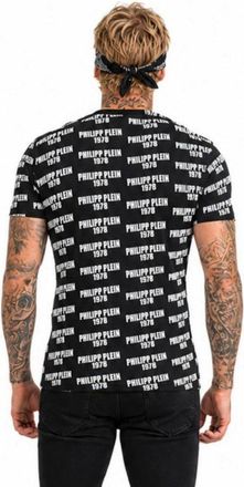 Philipp Plein T-Shirt Multi Logo Slim Fit Baumwolle Stretch Ideal f&uuml;r Streetwear, Freizeit, Urlaub und City-Looks