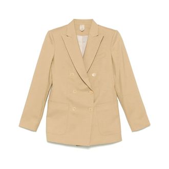 Max Mara Beige Doppelreihige Jacke mit Taschen - - Jackets - Damen - Beige - M