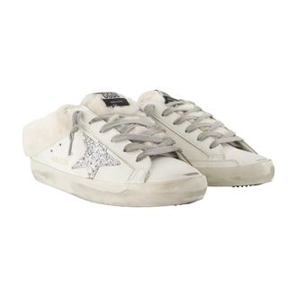 Golden Goose Womens Super Star Sabot Sandals - Golden Goose Deluxe Brand Leather White Calfskin Shoes Sneakers