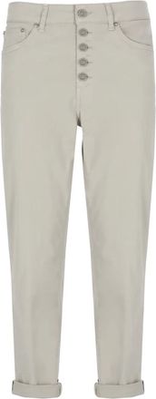 Dondup Femme, Pantalons, Beige, Taille: W29 Pantalon Cropped Beige en M&eacute;lange de Coton