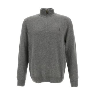 Polo Ralph Lauren Lammwoll-Pullover mit halbem Rei&szlig;verschluss - - Sweatshirts & Hoodies - Herren - Grau - M