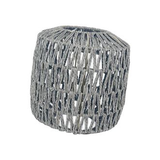 Baoblaze Pendelleuchtenschirm Retro-Stil Leuchte Rattan Lampenschirm f&uuml;r Aufenthaltsraum Schlafzimmer Hotel Dekoration, Quadratisch rund Grau