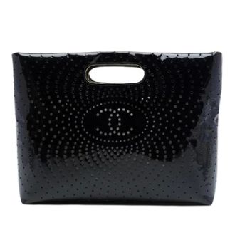 Chanel Sac fourre-tout en cuir verni perfor&eacute; Pre-owned - Femme - Pre-owned - Noir - Taille: ONE Size