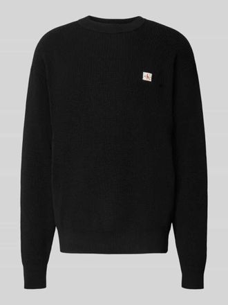 Calvin Klein Jeans Strickpullover mit Strukturmuster und Rundhalsausschnitt