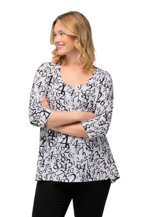 Ulla Popken Damen Druck und 3/4 Arm, A-LINE T-Shirts, schneeweiß, 46-48