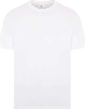 Brunello Cucinelli Homme, Tops, Blanc, Taille: XL T-shirt &agrave; col rond