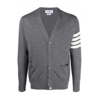 Thom Browne Cardigan en laine 4-Bar - Homme - Pulls - Gris - Taille: M