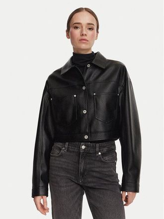 HUGO BOSS Jacke aus Kunstleder Anilena-1_B 50563267 Schwarz Relaxed Fit