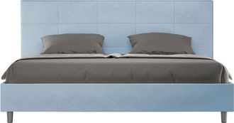 ITYhome Letto Matrimoniale King Size Rivestito In Microfibra - Mika - Dimensione Rete: 180x190 - Colore: Azzurro - Tipologia Letto: Con Rete
