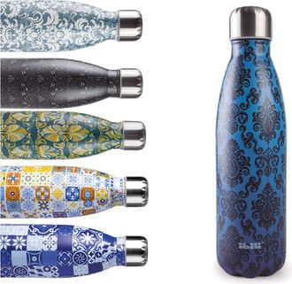 Ibili Thermokanne Baroque, Blau, 500 ml, Edelstahl 18/10, Doppelwand, wiederverwendbar