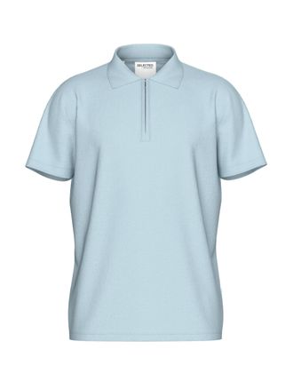 Selected Herren Slhfave Zip Ss Polo Noos, Winter Sky, XL EU