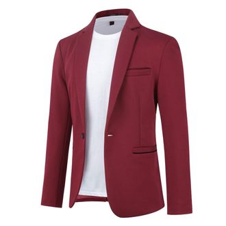 AlltheMen Herren Sakko Sportlich Modern Stretch Blazer M&auml;nner Slim Fit Freizeit Jackett Business Anzugjacke Weinrot XXL