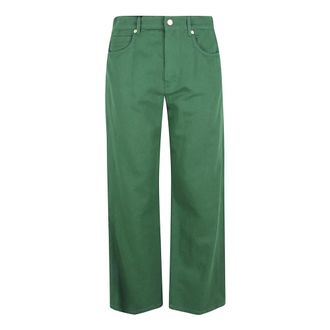 Max Mara Gerade Hose aus Baumwolle und Leinen - - Jeans - Damen - Gr&uuml;n - M