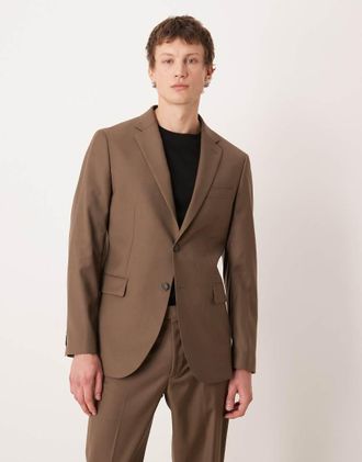 Mango Turin - Eleganter Blazer aus 100% Wolle in Braun, Kombiteil-Brown