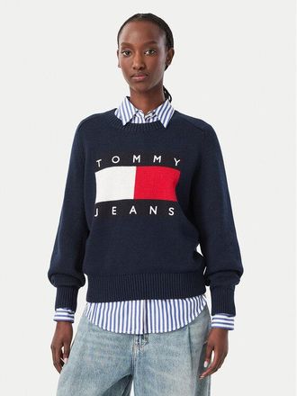 Tommy Jeans Pullover Flag DW0DW23450 Dunkelblau Regular Fit
