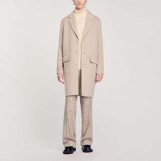 Sandro Manteau droit en laine