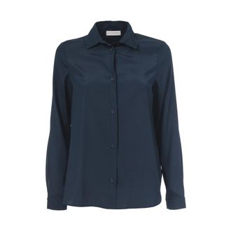 Le Tricot Perugia Seidenhemd mit klassischem Kragen - - Blouses & Shirts - Damen - Blau - M