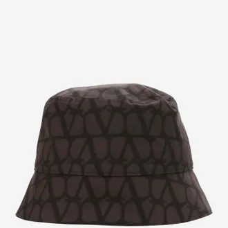 Valentino Garavani Mens Bucket Hat Iconographe Brown Polyester