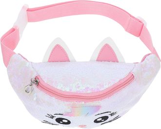 IFUNDOM Bauchtasche M&auml;dchen Glitzer Pailletten Katzenstickerei Verstellbar H&uuml;fttasche Schultertasche Leicht f&uuml;r Schule Freizeit Reisen