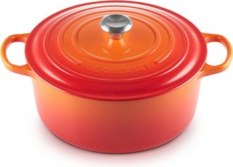 LE CREUSET Le Creuset Signature Gusseisen-Br&auml;ter mit Deckel, &Oslash; 30 cm, Rund, F&uuml;r alle Herdarten und Induktion geeignet, Volumen: 8.1 l, 7,165 kg, Ofenrot, 2117730