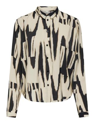 Only Damen Onlmila Life L/S Shirt Ptm Hemd, Black/AOP:Cherie Graphic, Small