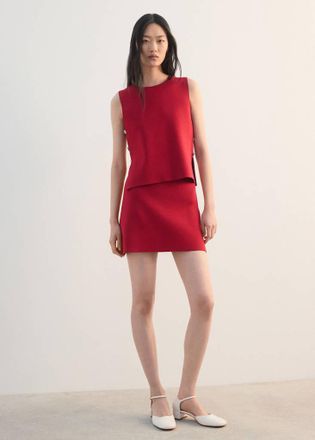 Mango Jupe courte maille rouge - Femme - S - MANGO