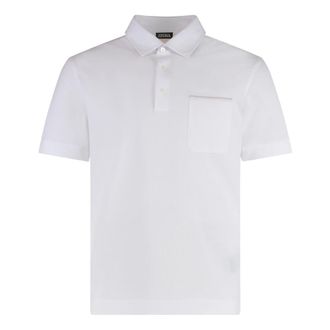 Ermenegildo Zegna Homme, Tops, Blanc, Taille: XL Polo en Coton avec Poche Avant