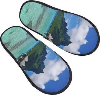 Generic Chaussons Plage De Tahiti Confortable Chaussons Maison Antidérapantes Pantoufles En Coton Pour Unisex Hôtels La Maison M