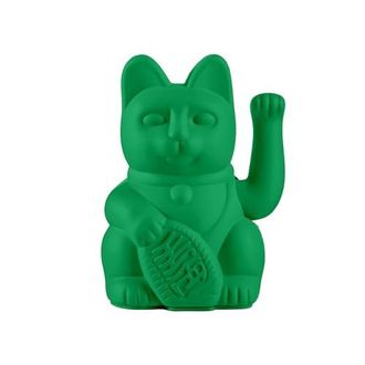 Donkey Lucky Cat Vivid Green - Winkekatze, Maneki Neko in intensivem Gr&uuml;n, 15cm gro&szlig;