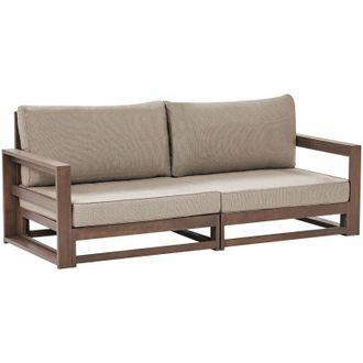 Beliani Gartensofa 2-Sitzer TIMOR modular zertifiziertes Akazienholz Dunkelbraun