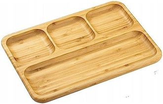 Wilmax England WILMAX - ASSIETTE DIVIS&Eacute;E 33 X 23 CM - Assiette en bambou - Assiette en bois - Assiette &agrave; g&acirc;teau - Plat de service - Assiette divis&eacute;e - Vaisselle de t