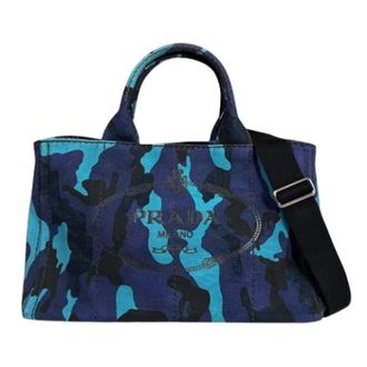 Prada Pre-owned Sac Cabas en Toile - Femme - Pre-owned - Bleu - Taille: ONE Size