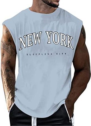 Generic Debardeur Gainant Homme Stretchy Coton sans Manches Shirt Lâche Maillot De Corps Musculation Faire des Exercices Entraînement Aptitude Hauts Fitness B