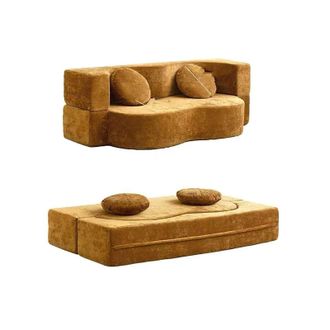 Generic Faltbares Kompressionssofa, multifunktionales Kompressionssofa, bietet Lordosenst&uuml;tze und reduziert Erm&uuml;dung, waschbarer Bezug, for Wohnzimmer(Gelb,20