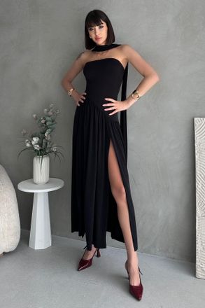 Trendyol Einfarbiges Maxikleid, &auml;rmellos, Skater-Schnitt - Schwarz