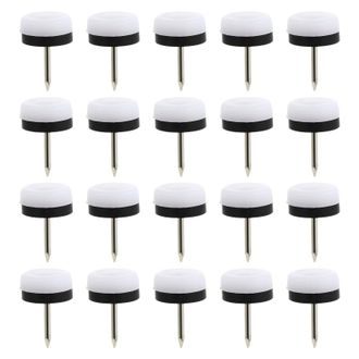 Hemobllo 40 St&uuml;ck M&ouml;belgleiter mit Nagel rutschfeste Bodenschutzpads aus Nylon und Metall Wei&szlig; f&uuml;r Stuhl und Tischf&uuml;&szlig;e Feuchtigkeitsbest&auml;ndig und Ger&auml;uschd&auml;mpf