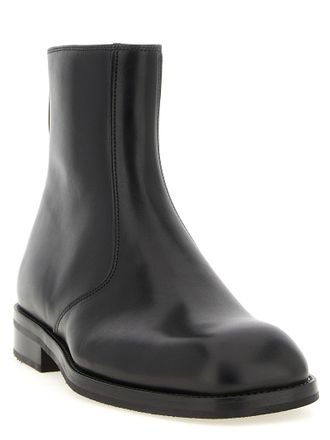 Christophe Lemaire Square-Toe Leather Ankle Boot - Black